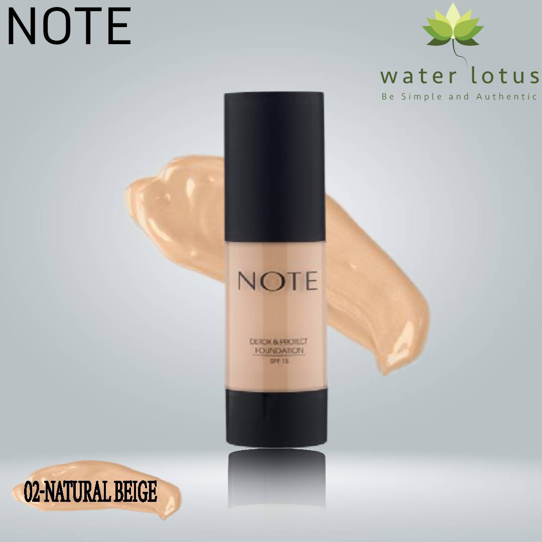 Note Detox And Protect Foundation -02 Natural beige - Water Lotus ...